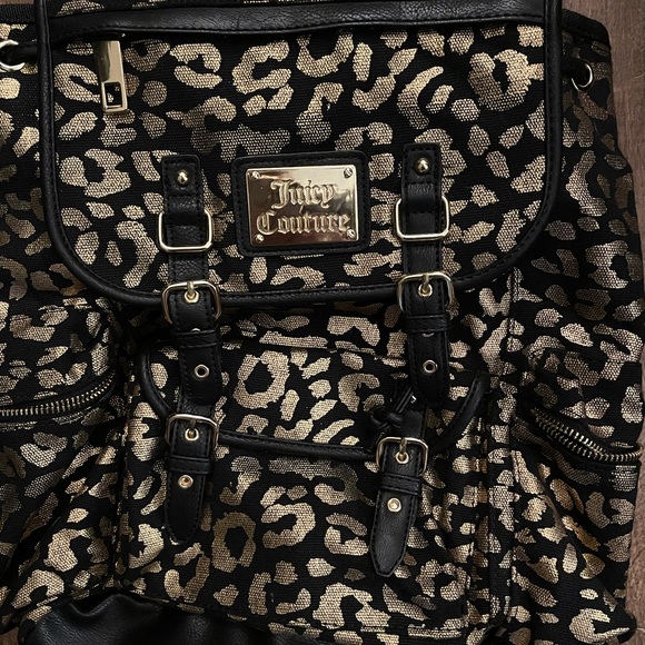 Juicy Couture | Bags | Juicy Couture Backpack In Black And Gold With ...